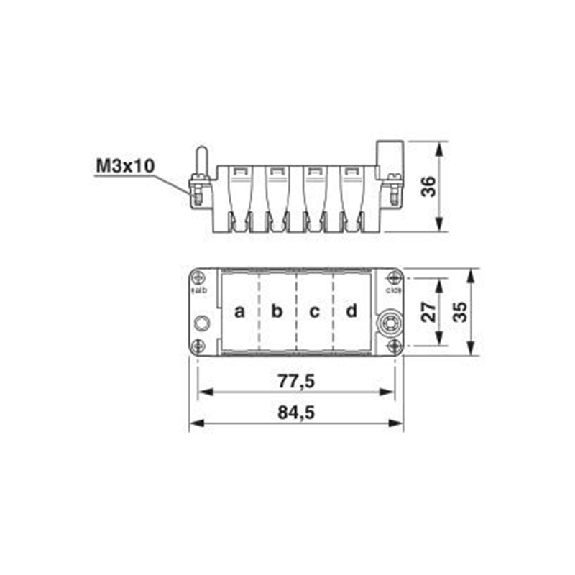 Cadre support de module B16 pour le côté embase (a, b, c, ..) 4/6 mm² ...