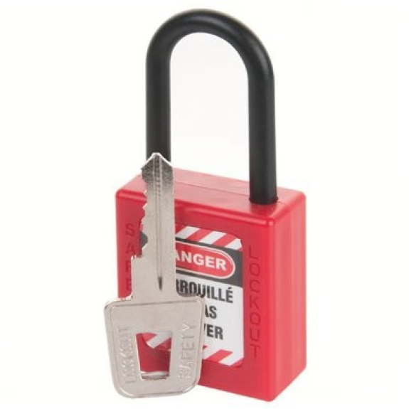 Cadenas de consignation LOTO Lockout Tagout 40 mm anse nylon Ø 6 x 38 mm rouge au meilleur prix ...