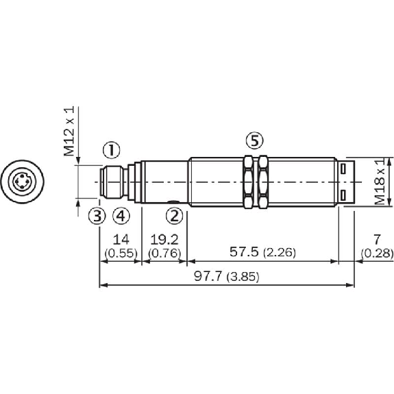 Cellule Directe M18 PNP P=400mm Laser LO/DO Axial Métal /M12 4P au ...