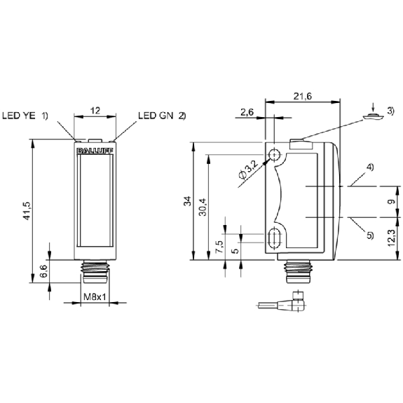 Cellule EAP PNP P=400mm Pot. LR LO/DO / M08 4P au meilleur prix - BALLUFF | directindustry
